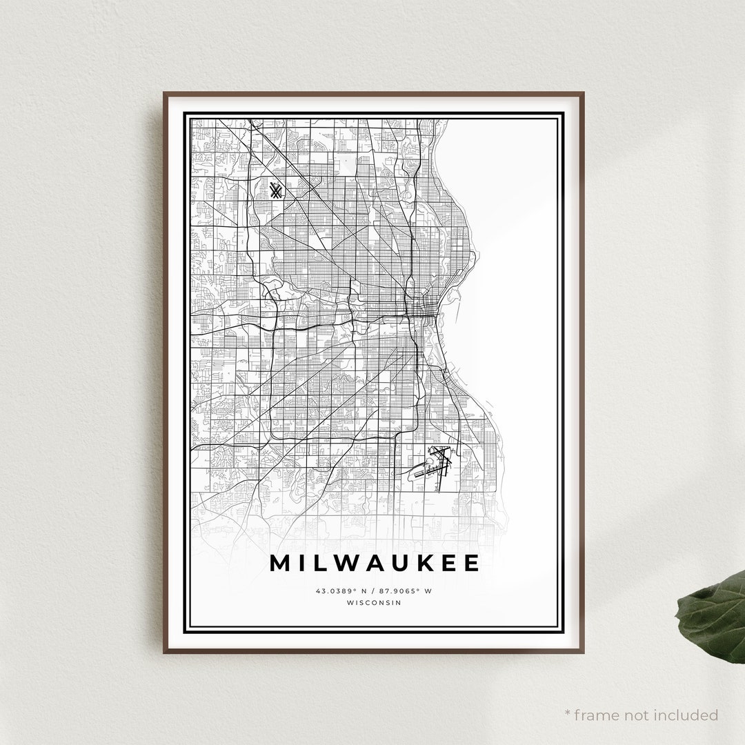 Milwaukee Map Print, Milwaukee Street Map Poster, Wisconsin, Modern ...