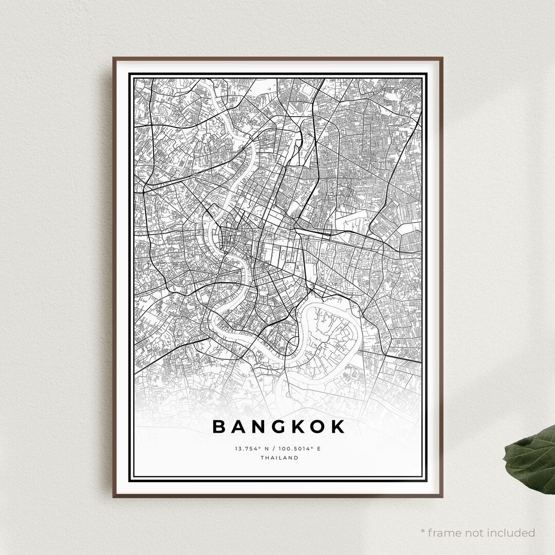 Bangkok Map Print, Bangkok Street Map Poster, thailand, Modern ...