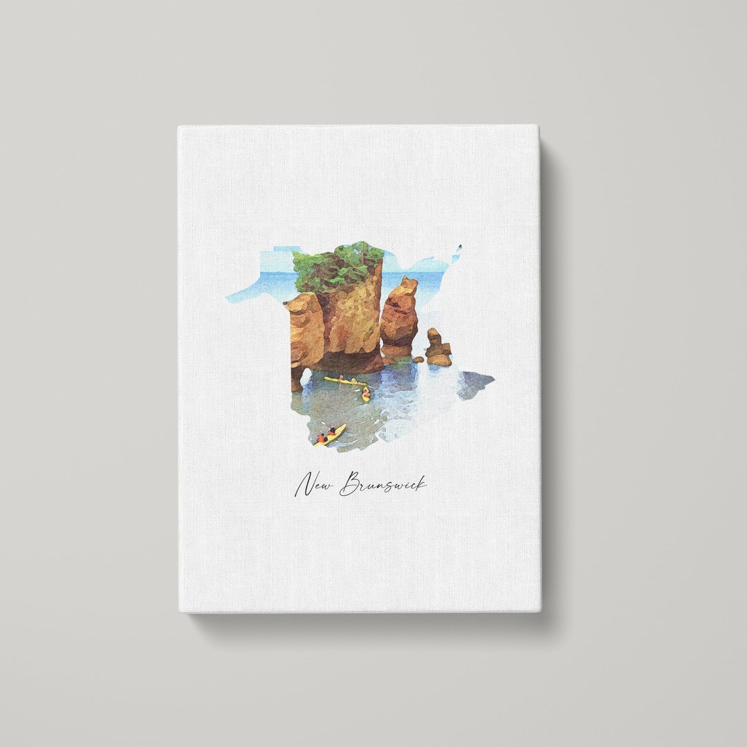 New Brunswick Map Canvas Print, New Brunswick Art Print, Home Office ...