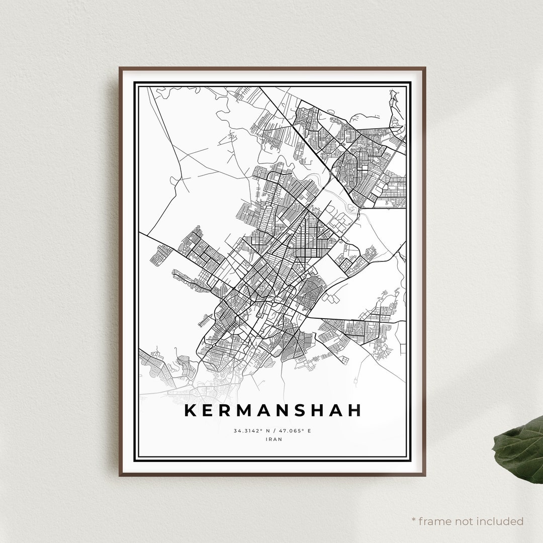 Kermanshah Map Print, Kermanshah Street Map Poster,iran, Modern ...