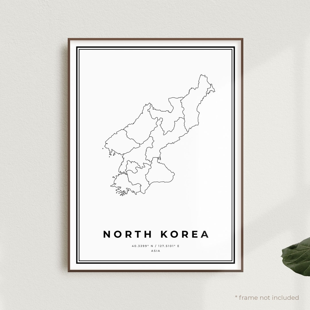 North Korea Map Print, North Korea Street Map Poster, Asia, Modern ...