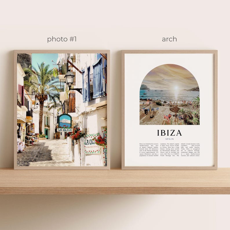 Ibiza Wall Art Set of 6, Spain Travel Prints, City Map and Photo Poster ...