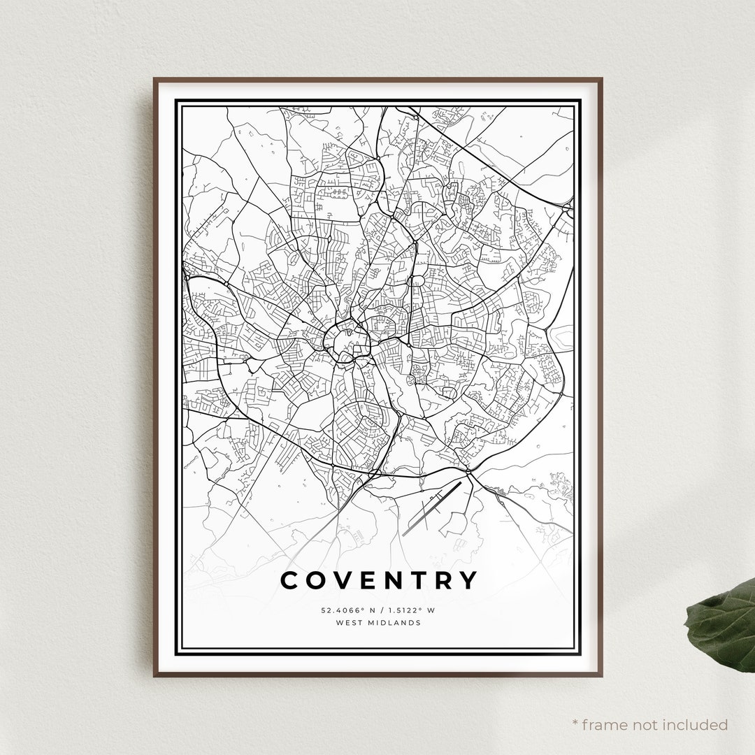 Coventry Map Print Coventry Street Map Poster UK Modern - Etsy