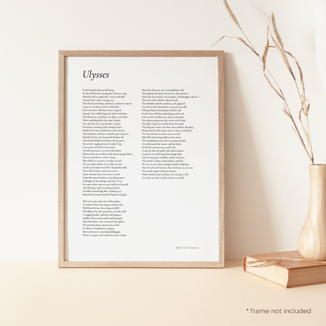 Ulysses by Alfred Lord Tennyson Poem Print Poetry Print Gift, Literaty ...