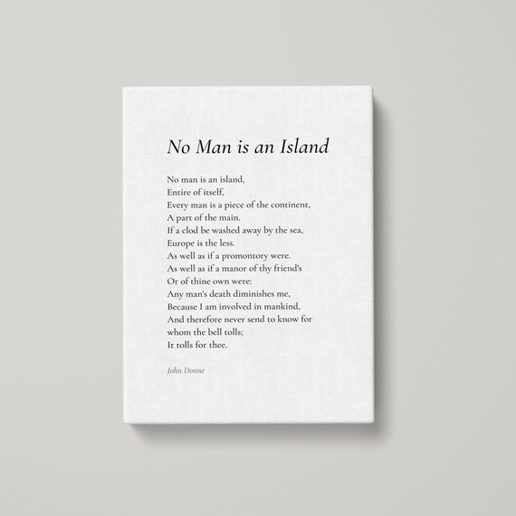 John Donne No Man is an Island Poem Canvas Print Poetry - Etsy