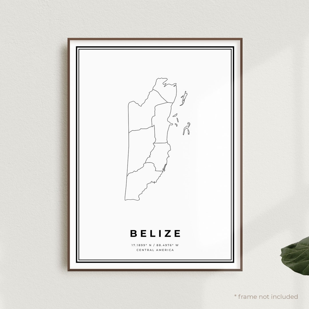 Belize Map Print, Belize Street Map Poster, Central America, Modern ...