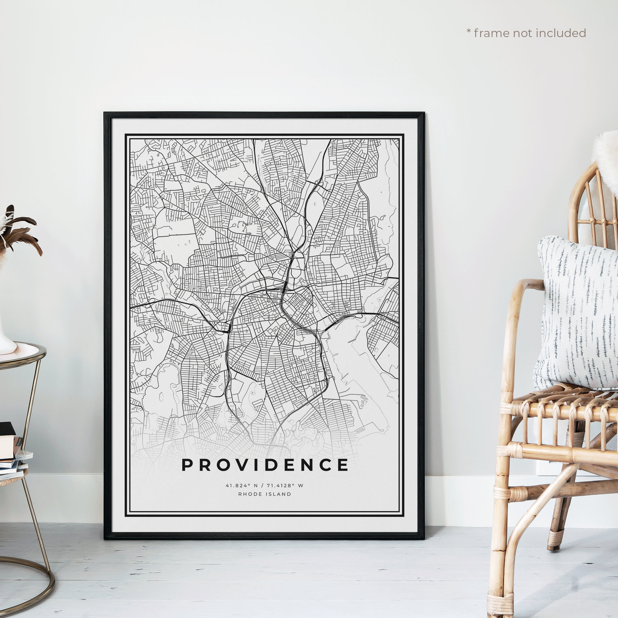 Providence Map Print Providence Street Map Poster Rhode - Etsy