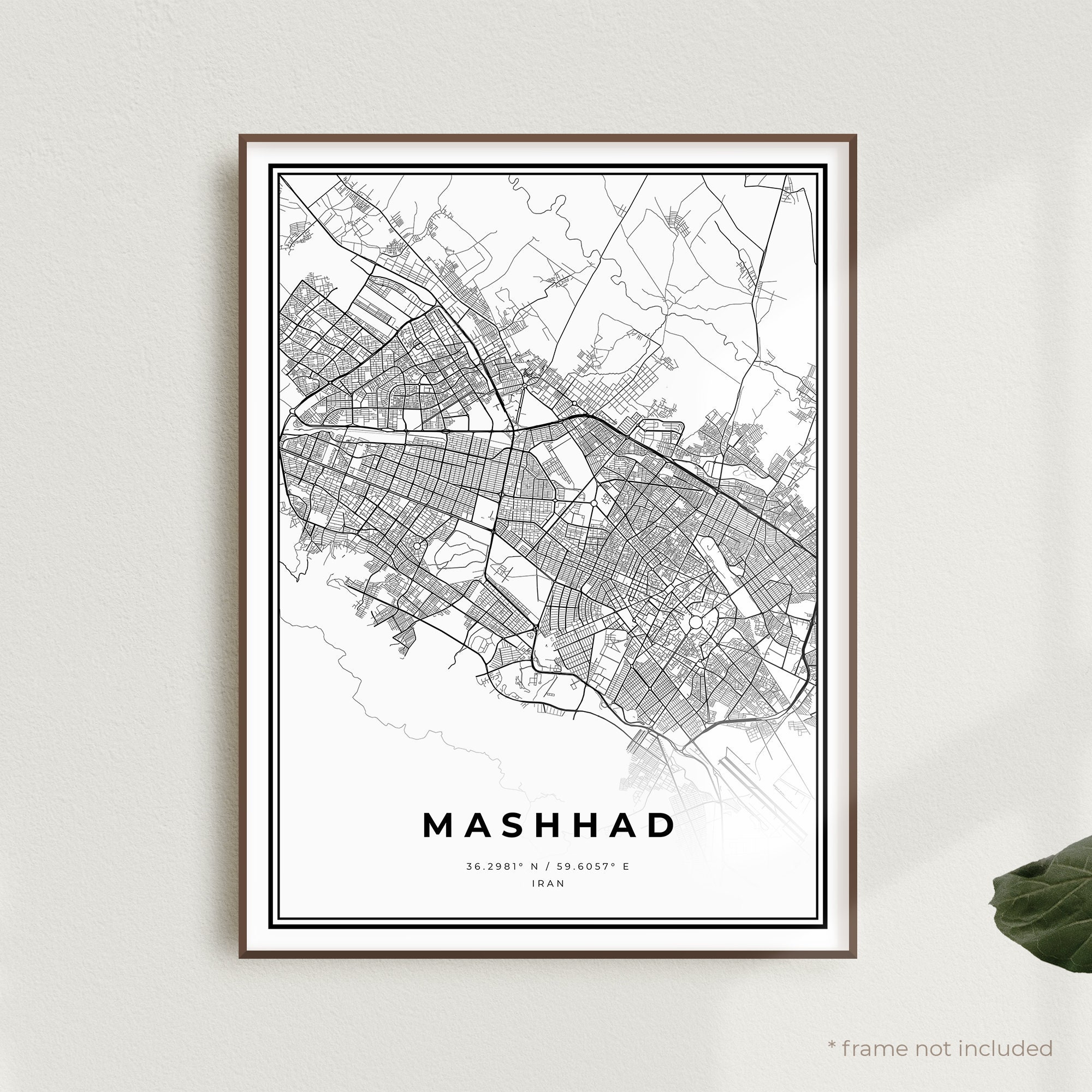 Mashhad Map Print Mashhad Street Map PosterIran Modern | Etsy