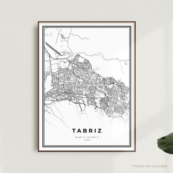 Tabriz Map Print Tabriz Street Map Posteriran Modern | Etsy
