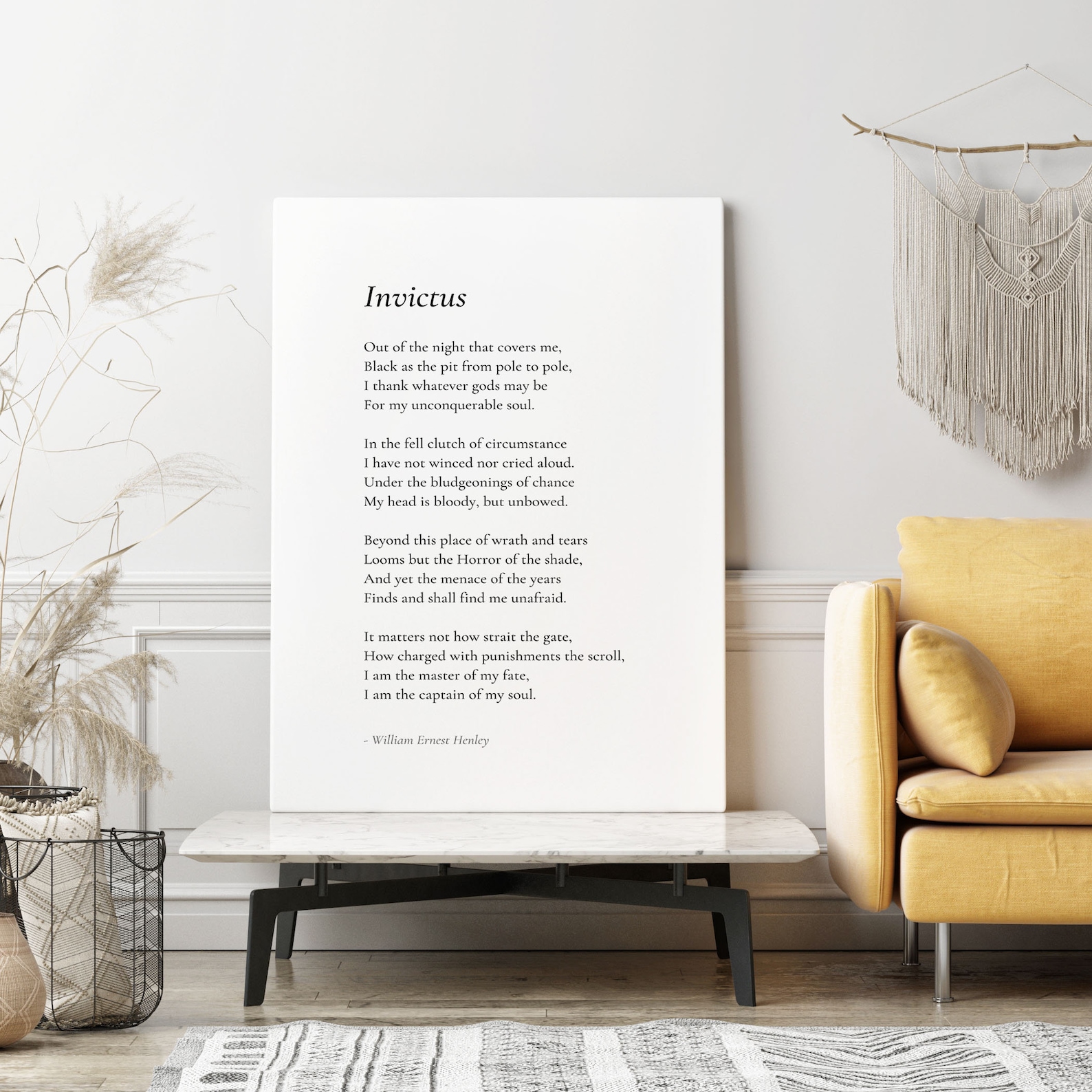 Invictus by William Ernest Henley Poem Canvas Print - Poetry Print Gift ...