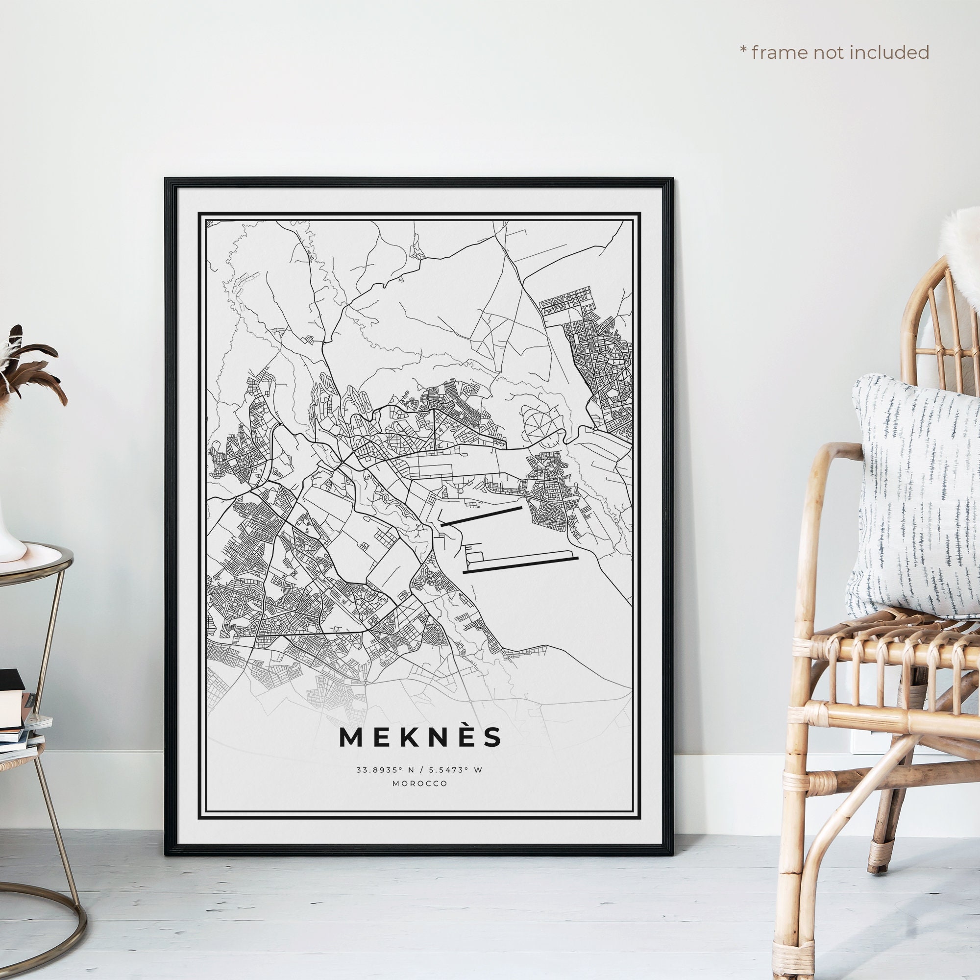 Meknès Map Print Meknès Street Map Postermorocco Modern - Etsy