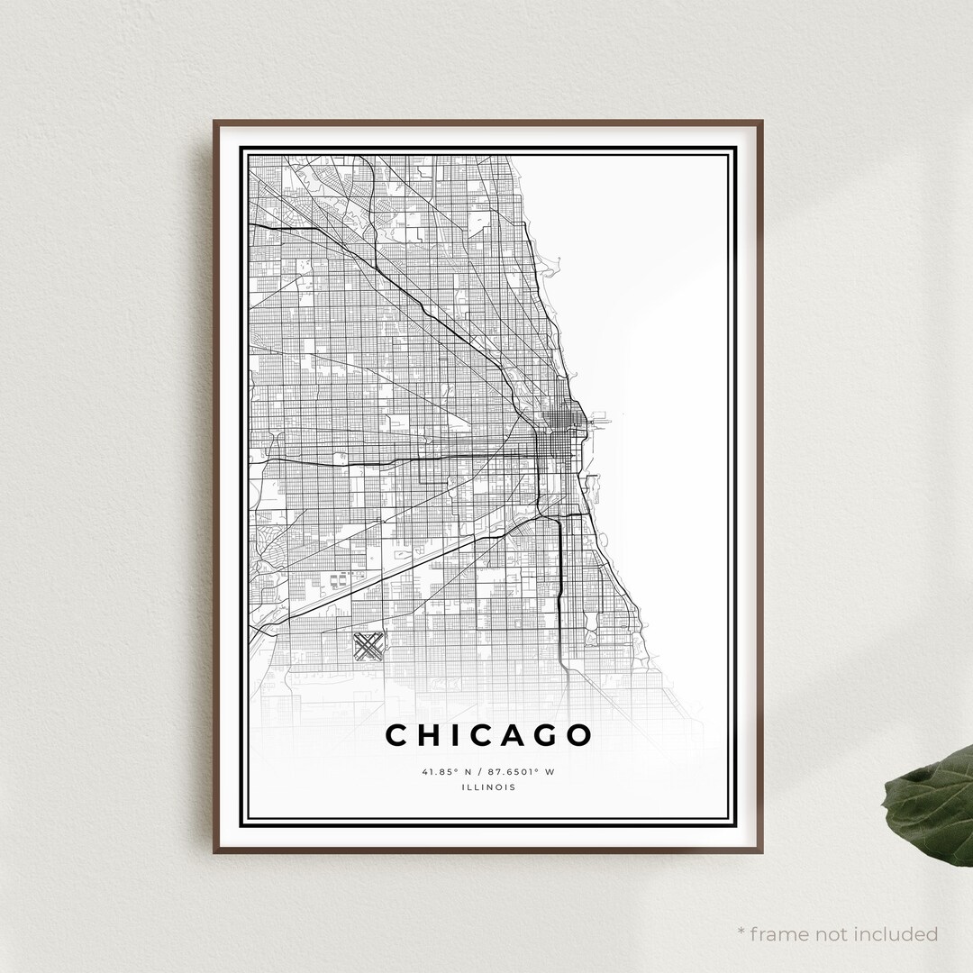 Chicago Map Print, Chicago Street Map Poster, Illinois, Modern ...