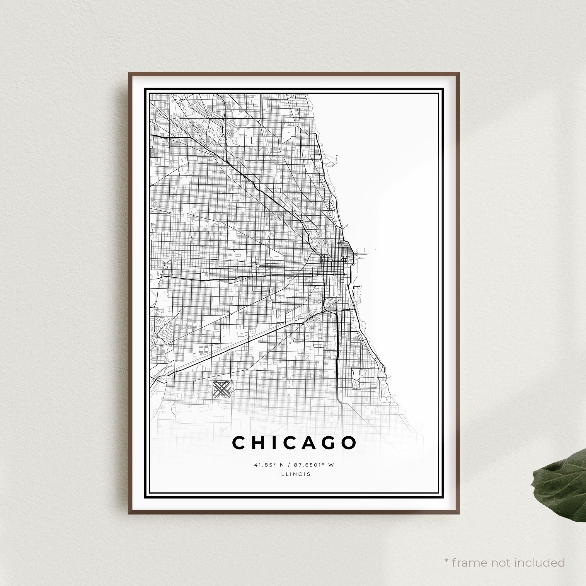 Chicago Map Print Chicago Street Map Poster Illinois Modern - Etsy