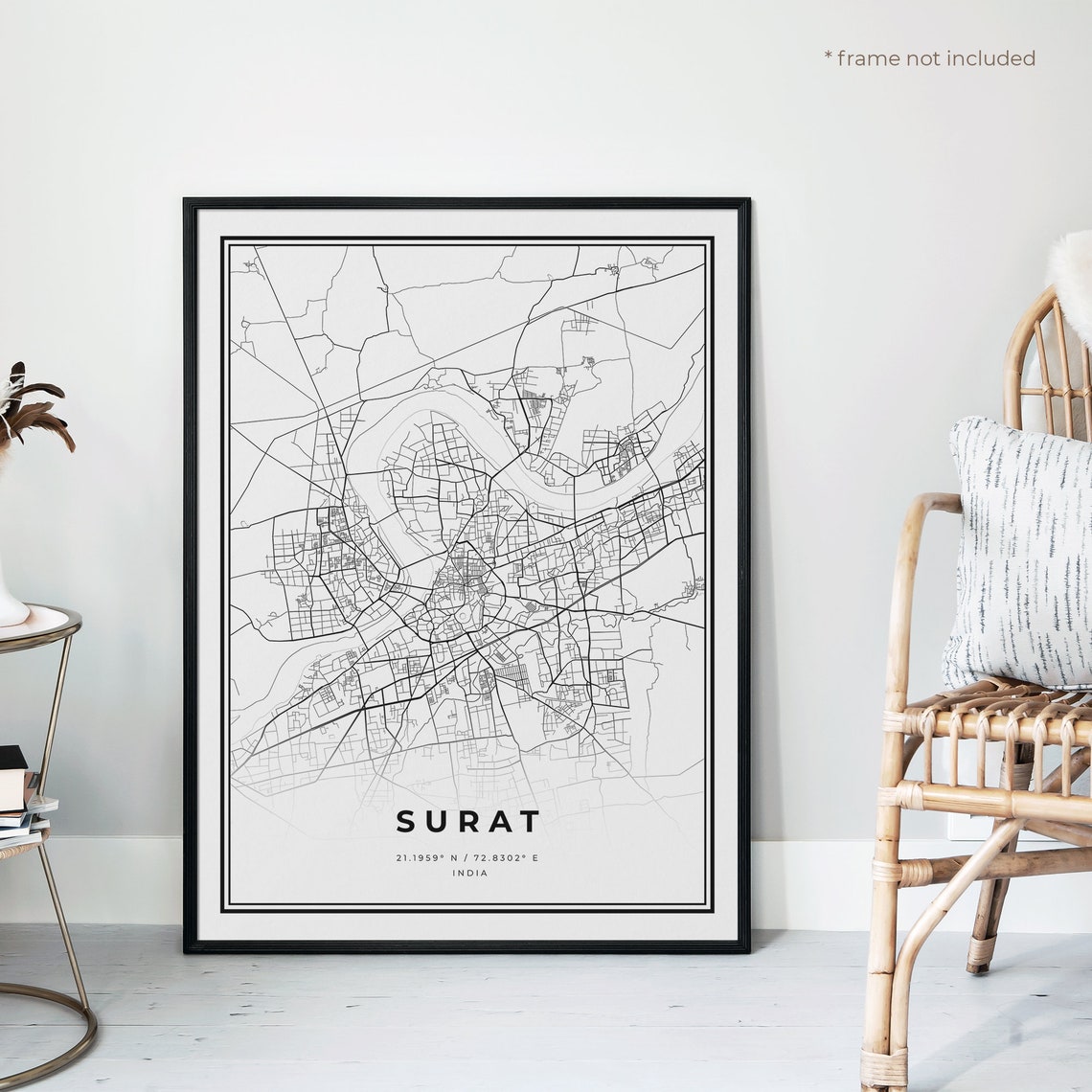 Surat Map Print Surat Street Map Posterindia Modern | Etsy