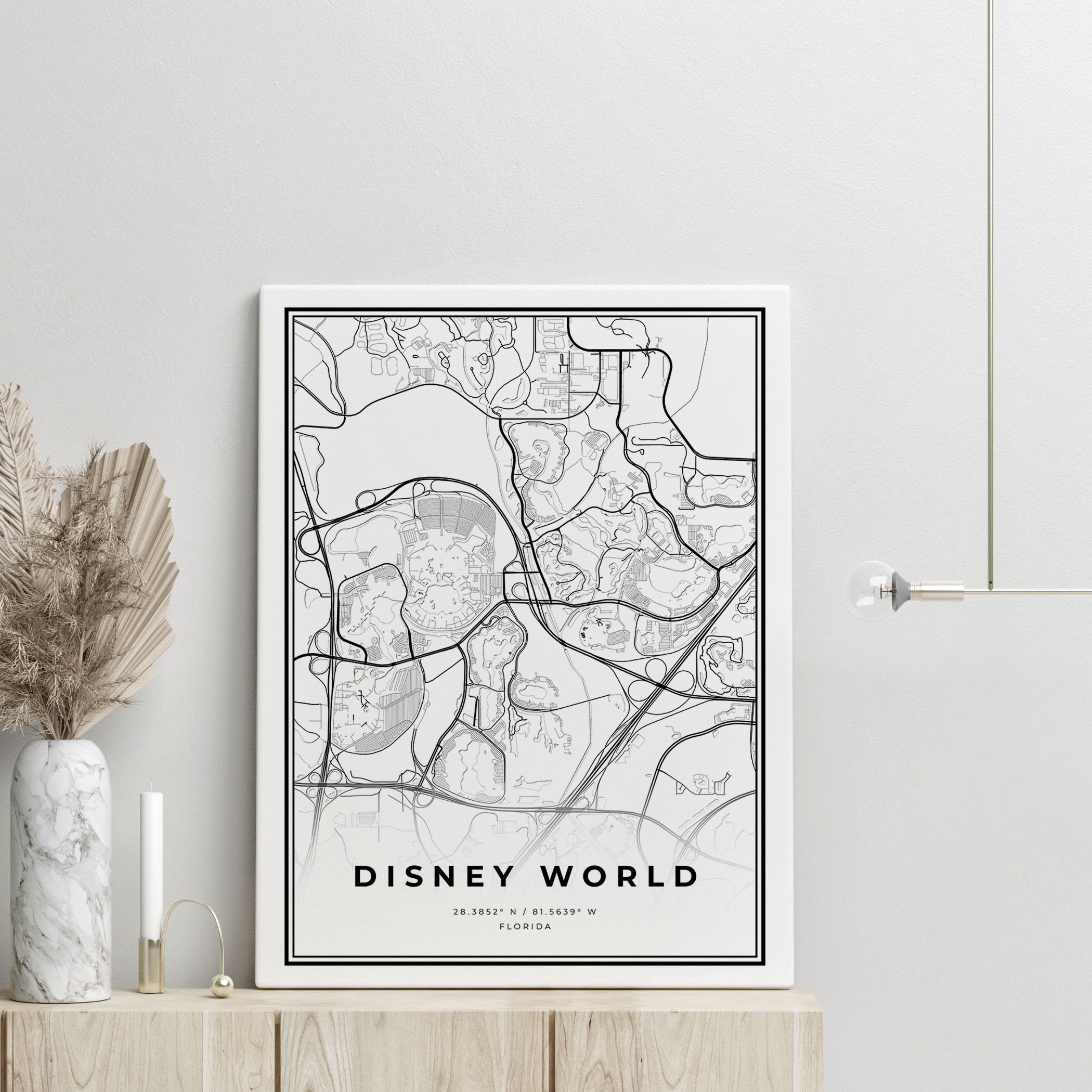 Disneyworld Map Print Disney World Map Canvas Florida - Etsy