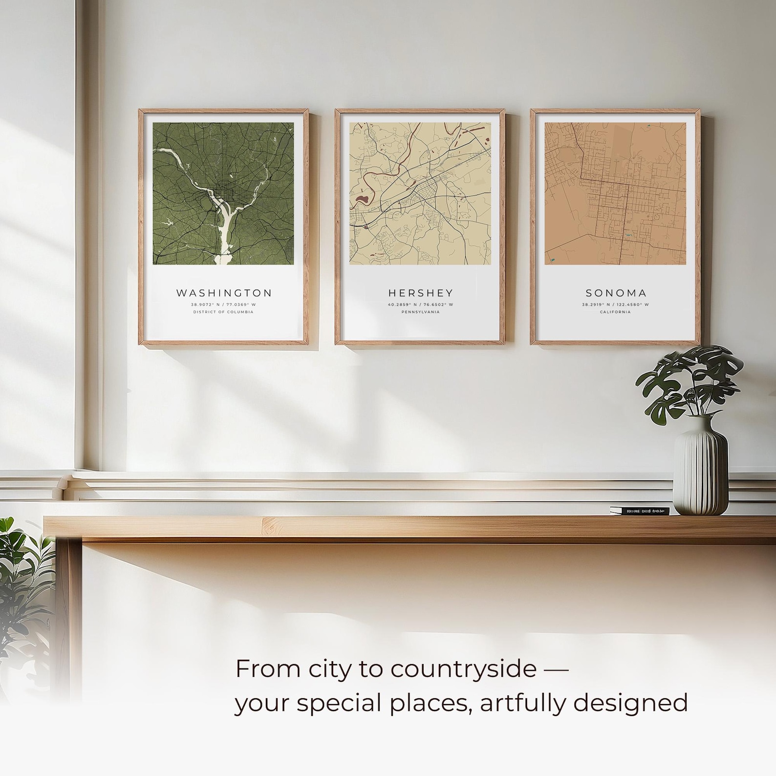 Set of 6 Personalized City Maps, Designer Color Palettes, Custom ...