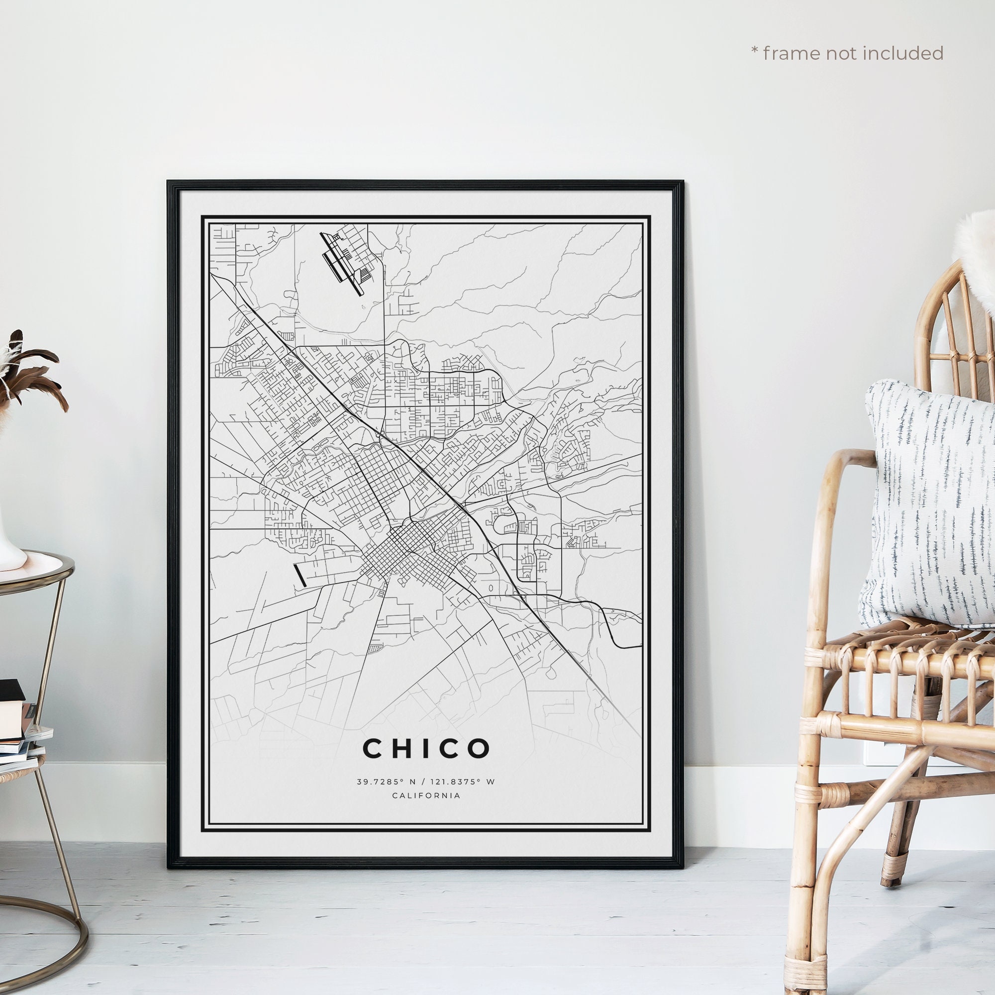 Chico Map Print Chico Street Map Poster California Modern - Etsy