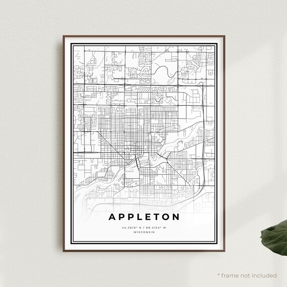 Appleton Map Print Appleton Street Map Poster Wisconsin | Etsy