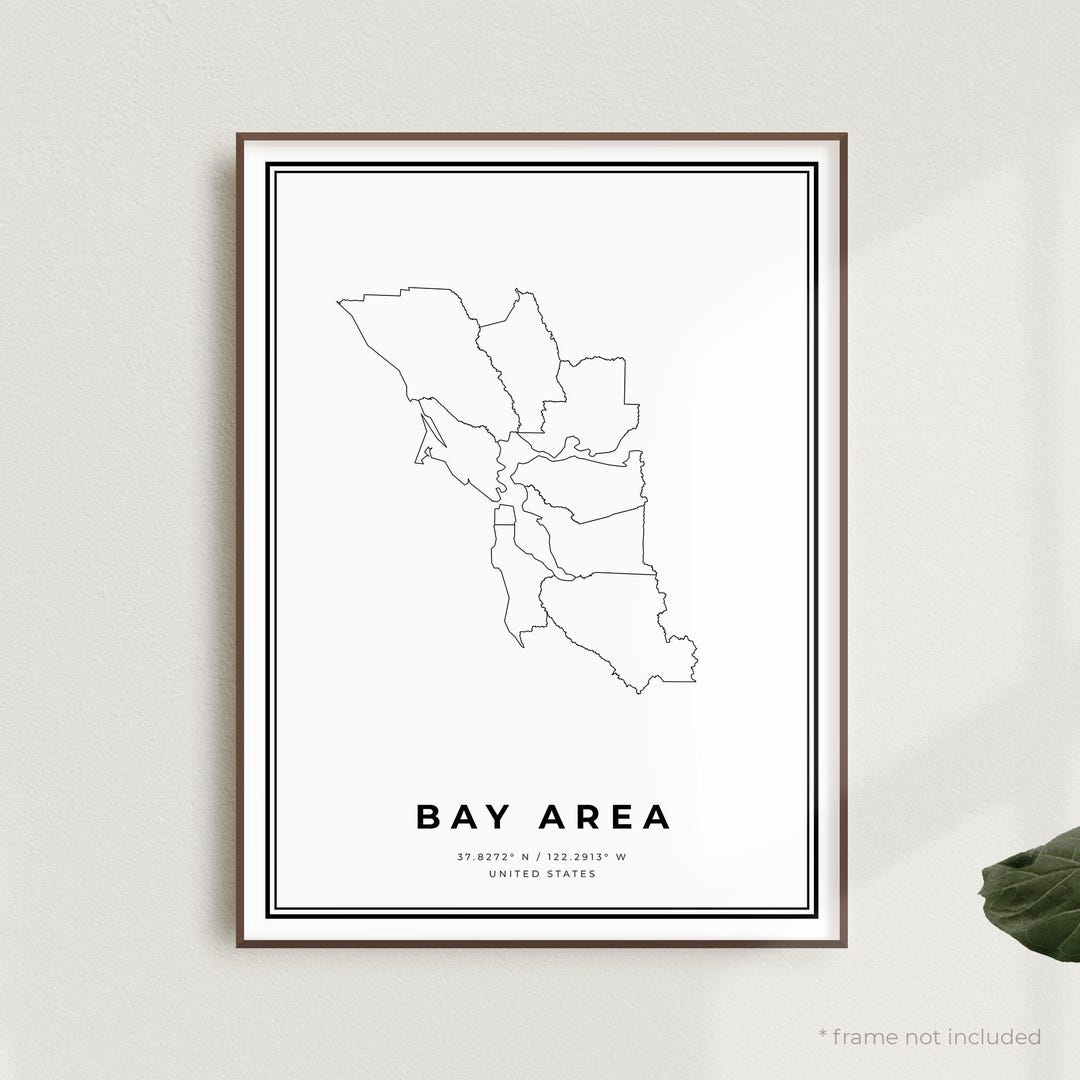 Bay Area Map Print, Bay Area Street Map Poster, United States, Modern ...