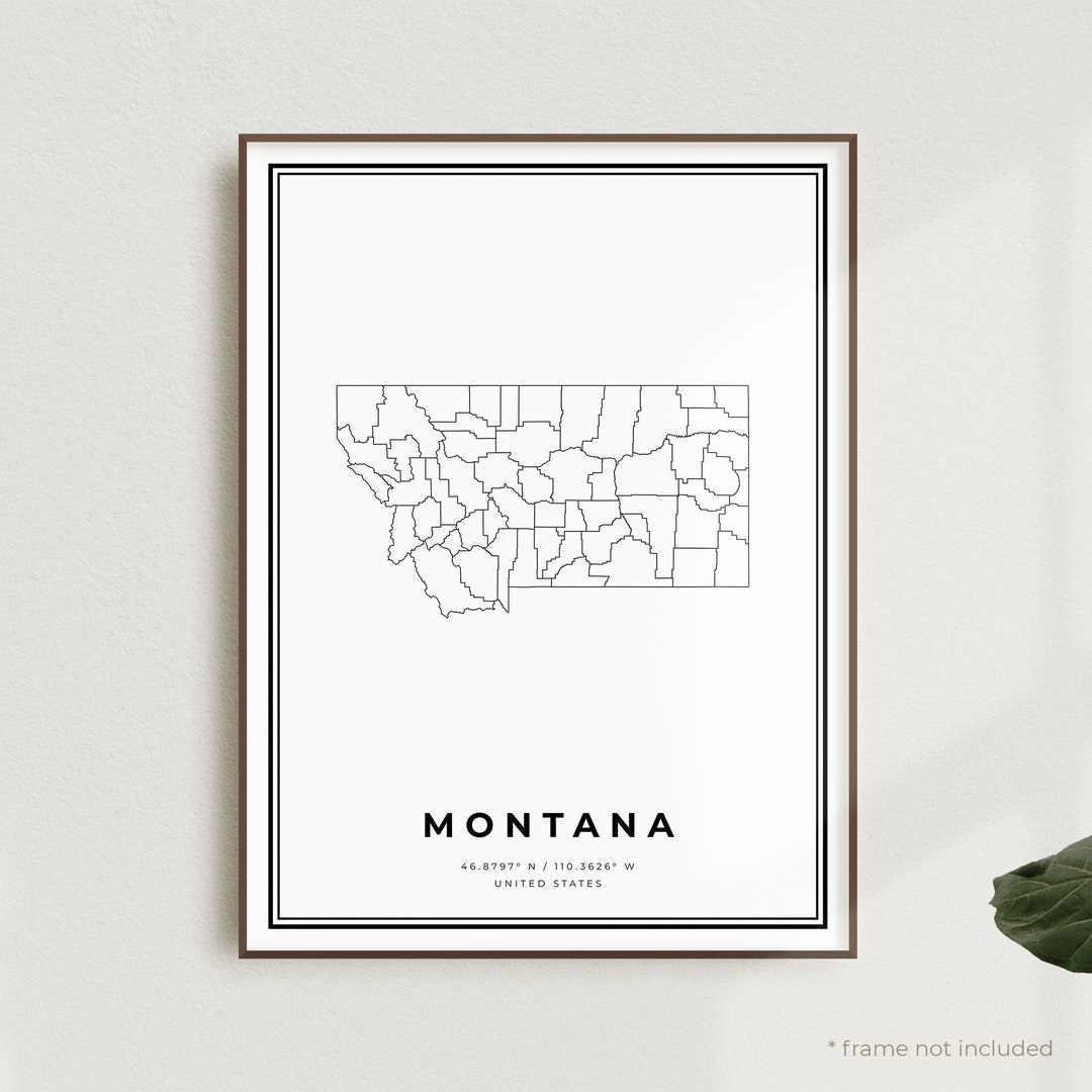 Montana Map Print, Montana Street Map Poster, United States, Modern ...
