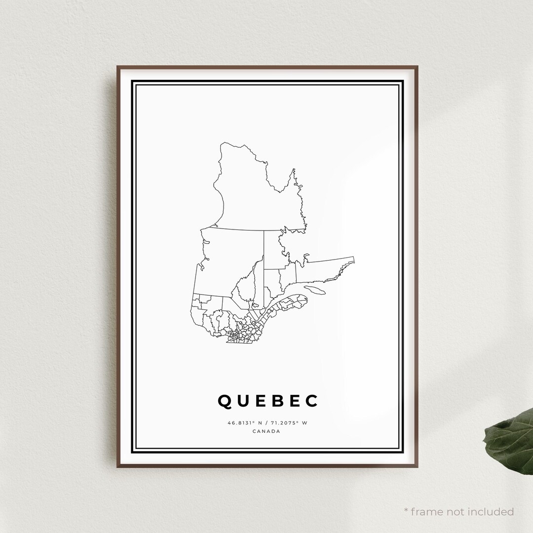 Quebec Map Print, Quebec Street Map Poster, Canada, Modern Minimalist ...
