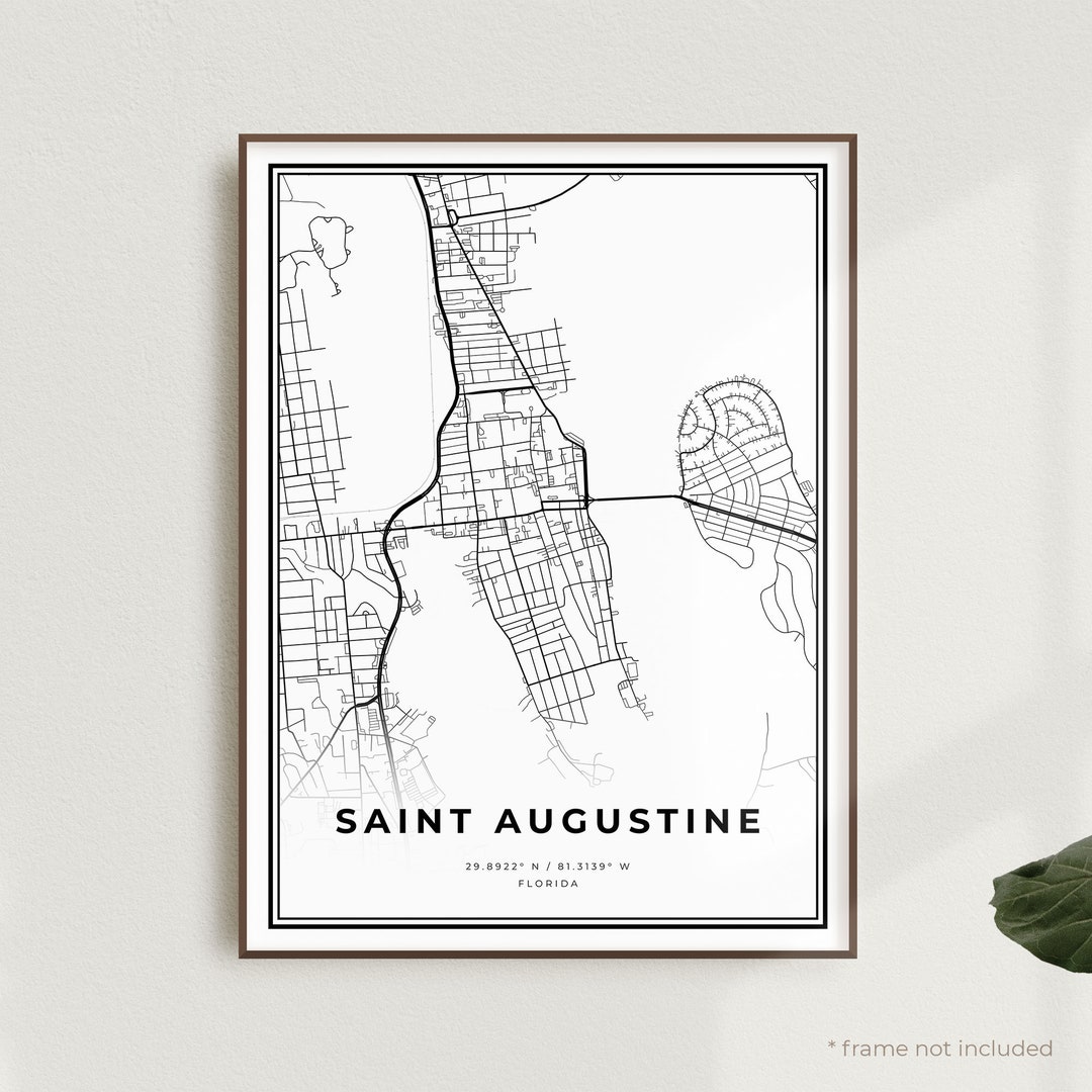 Saint Augustine Map Print, Saint Augustine Street Map Poster, Florida ...