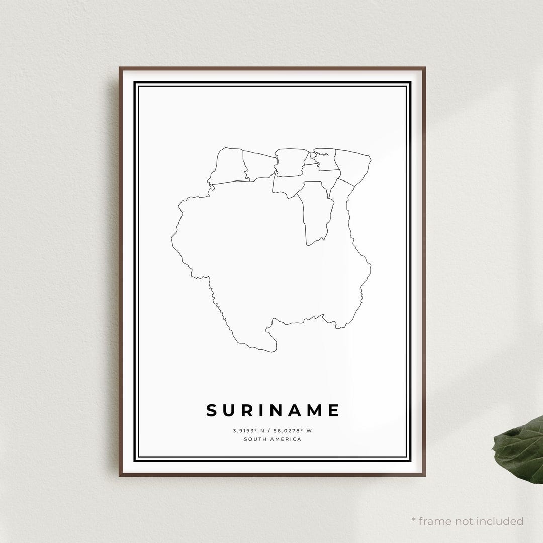 Suriname Map Print, Suriname Street Map Poster, South America, Modern ...