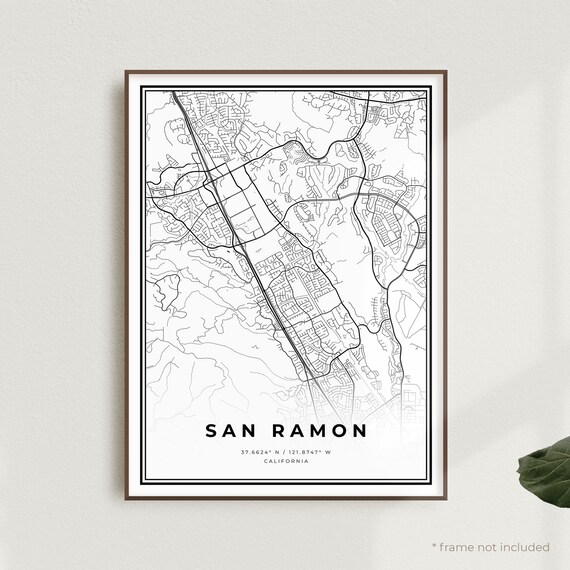 San Ramon Map Print San Ramon Street Map Poster California | Etsy