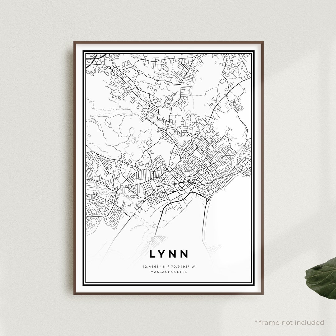 Lynn Map Print, Lynn Street Map Poster, Massachusetts, Modern ...