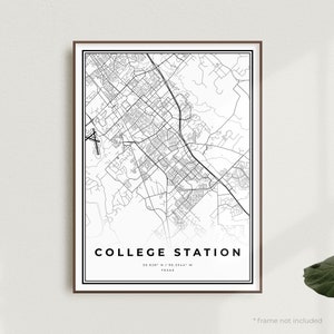College Station Map Print, College Station Street Map, Texas, Modern ...