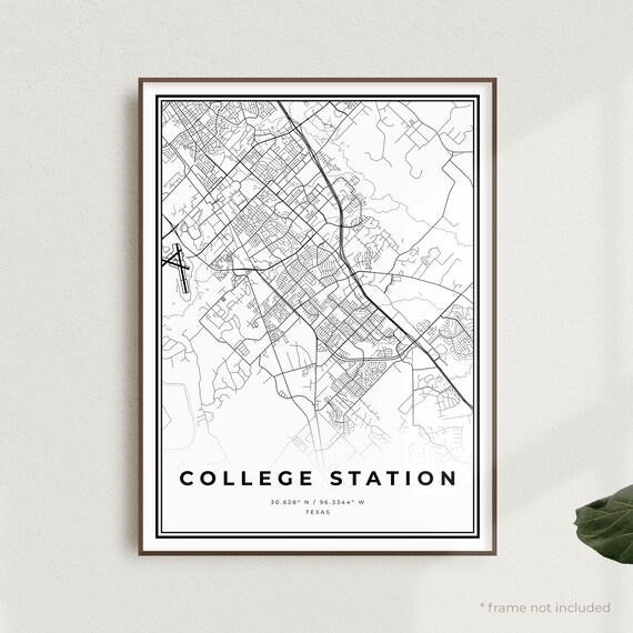 College Station Map Print College Station Street Map Texas - Etsy