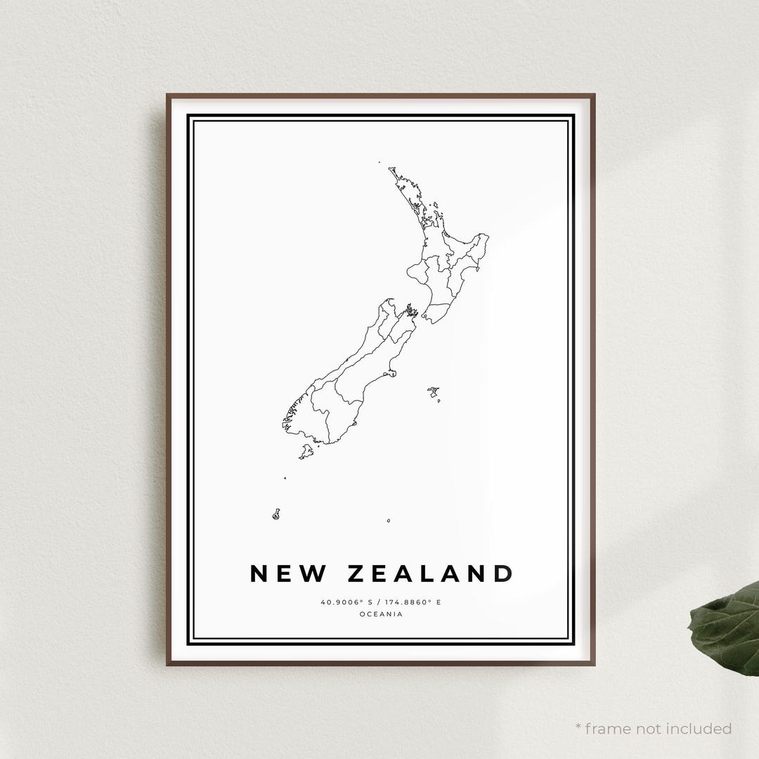 New Zealand Map Print, New Zealand Street Map Poster, Oceania, Modern ...