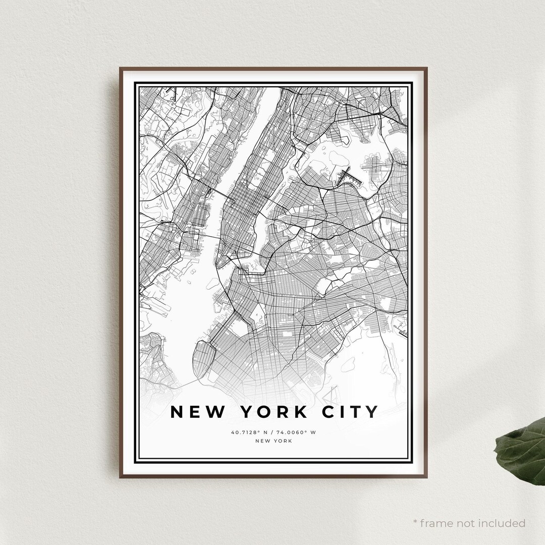 New York City Map Print, New York Street Map Poster, New York, Modern ...