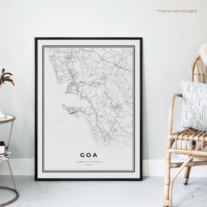 Goa Map Print, Goa Street Map Poster, India, Modern Minimalist Map ...
