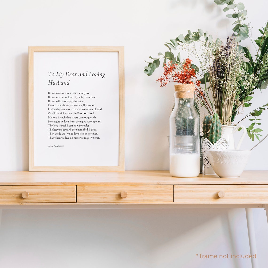 To My Dear by Anne Bradstreet Poem Print - Poetry Print Gift, Literaty ...