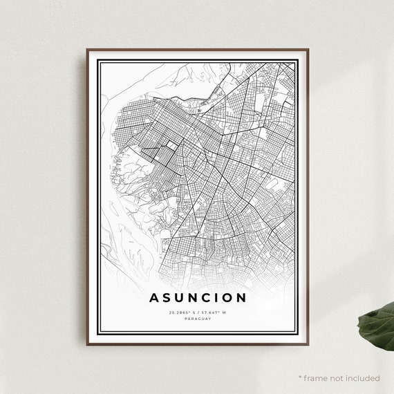 Asuncion Map Print Asuncion Street Map Posterparaguay | Etsy