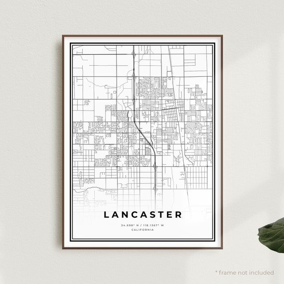 Lancaster Map Print Lancaster Street Map Poster California | Etsy