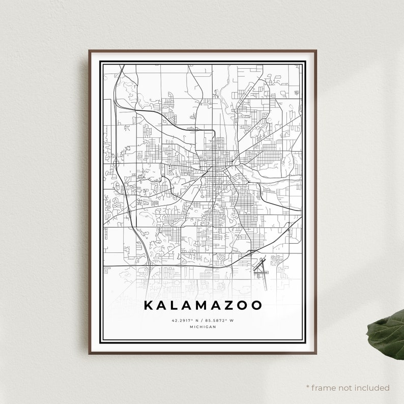 Kalamazoo Map Print Kalamazoo Street Map Poster Michigan - Etsy
