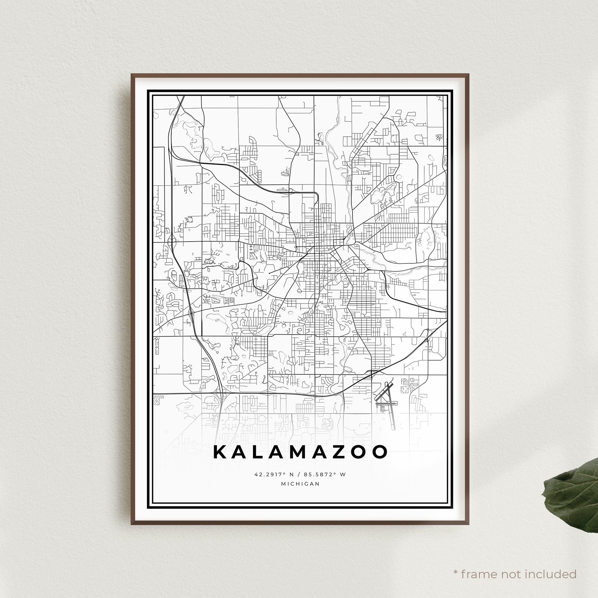 Kalamazoo Map Print Kalamazoo Street Map Poster Michigan | Etsy