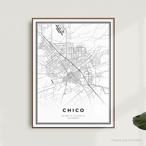 Chico Map Print Chico Street Map Poster California Modern | Etsy