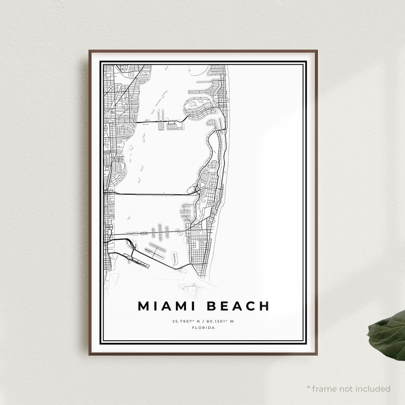 Miami Beach Map Print Miami Beach Street Map Poster Florida - Etsy