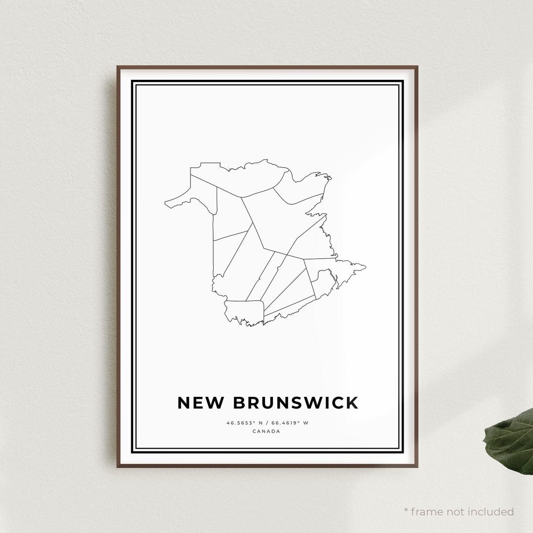 New Brunswick Map Print, New Brunswick Street Map Poster, Canada ...