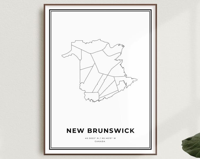 New Brunswick Cities Typography Map Print | Handmade | New Brunswick ...
