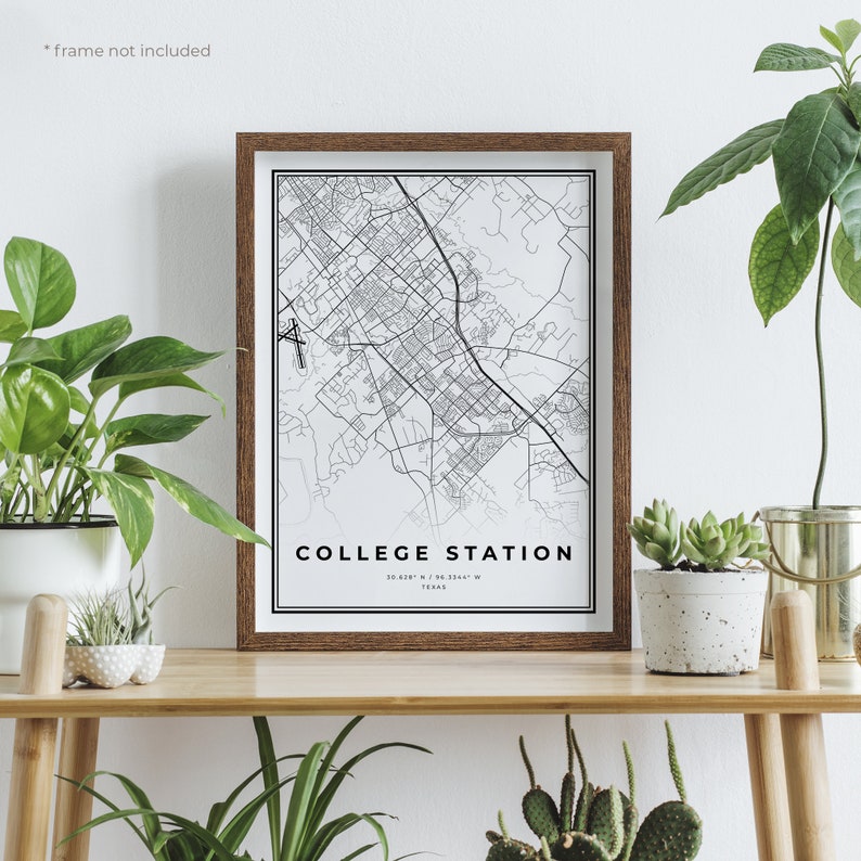 College Station Map Print College Station Street Map Texas - Etsy