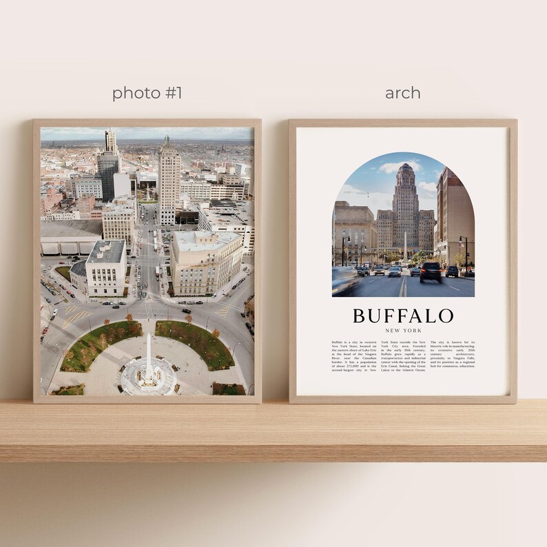 Buffalo Wall Art Set of 6, New York Travel Prints, City Map and Photo ...