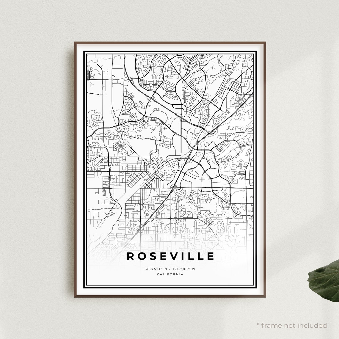 Roseville Map Print Roseville Street Map Poster California | Etsy