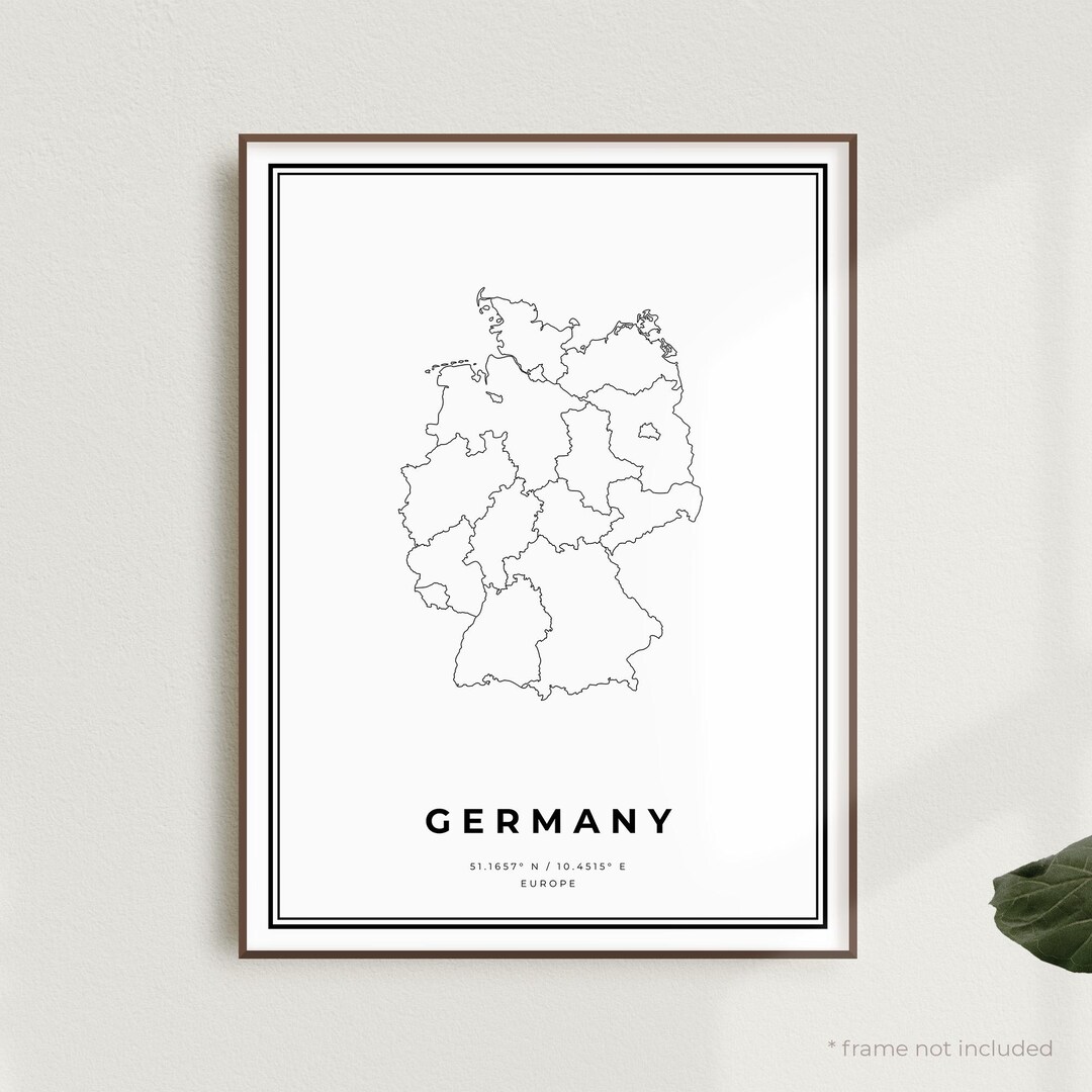 Germany Map Print, Germany Street Map Poster, Europe, Modern Minimalist ...