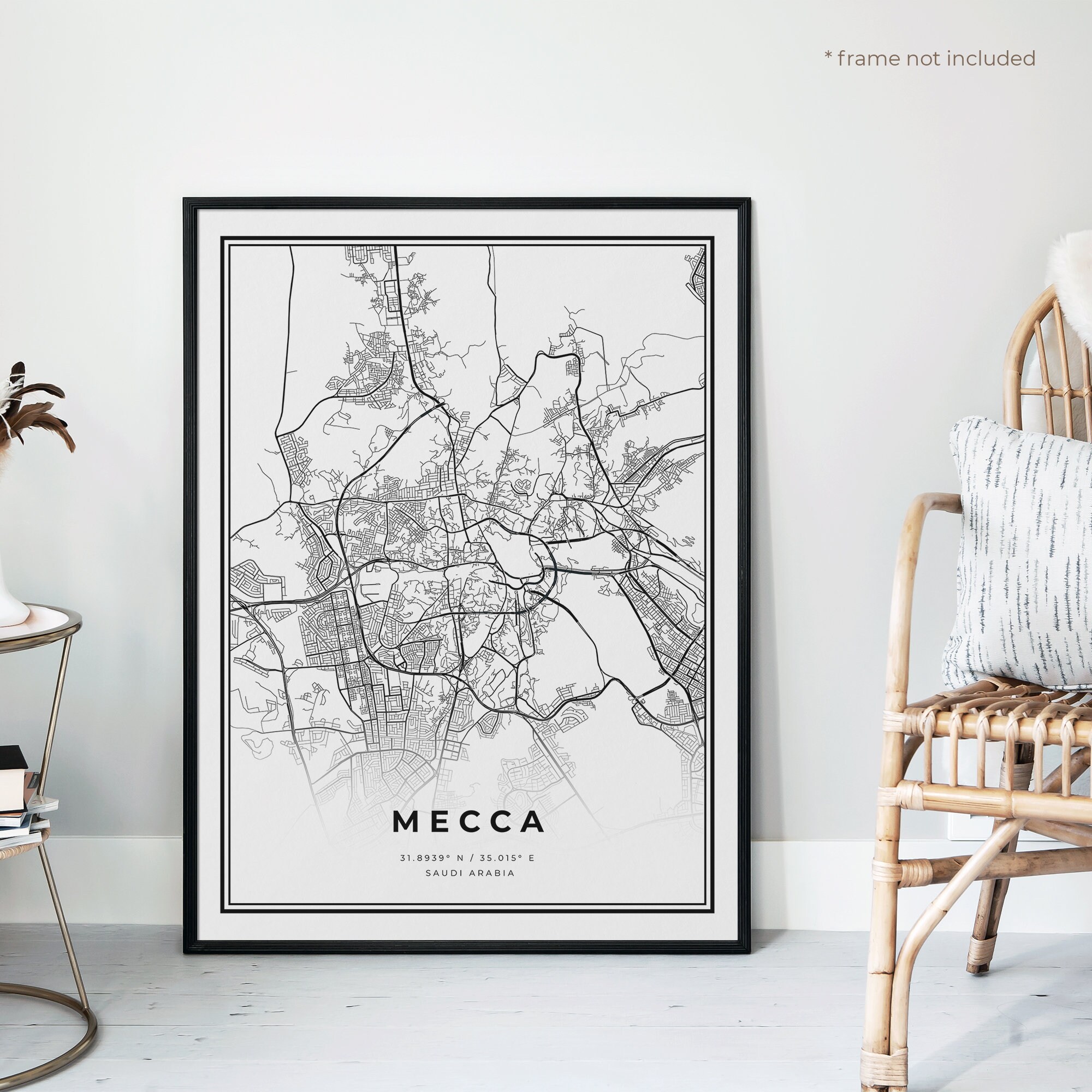 Mecca Map Print Mecca Street Map PosterSaudi Arabia Modern | Etsy