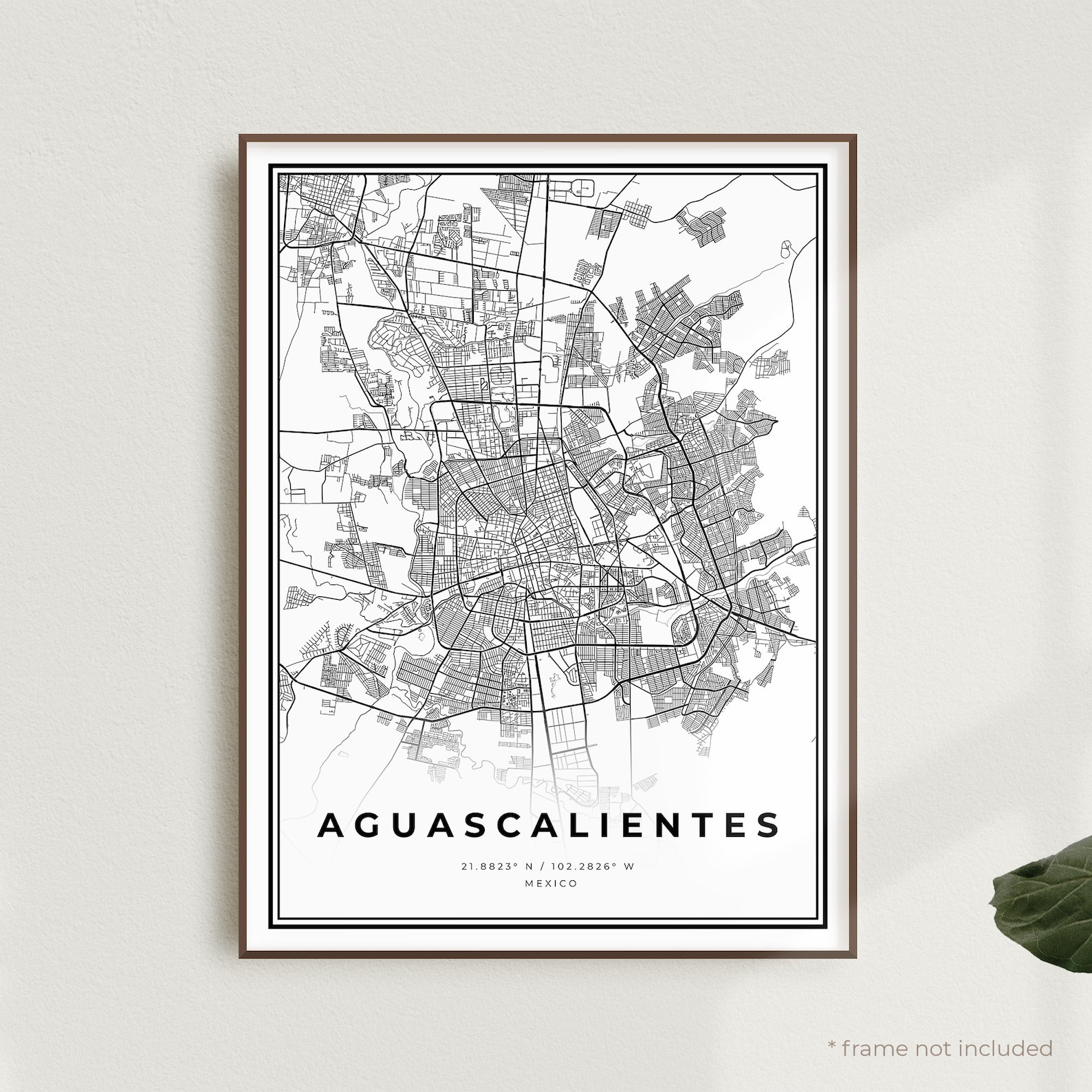 Aguascalientes Map Print, Aguascalientes Street Map, mexico, Modern ...