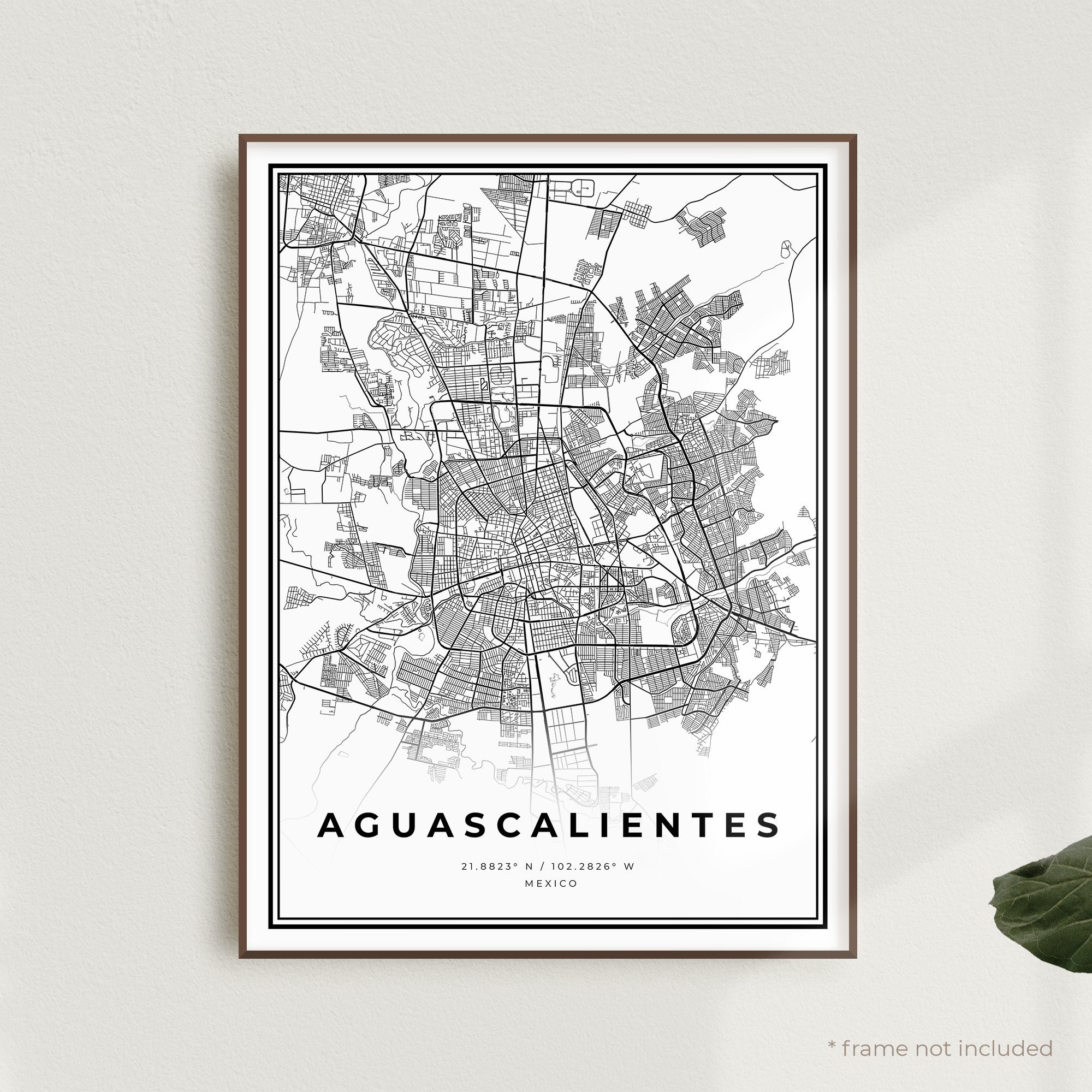 Aguascalientes Map Print, Aguascalientes Street Map, mexico, Modern ...